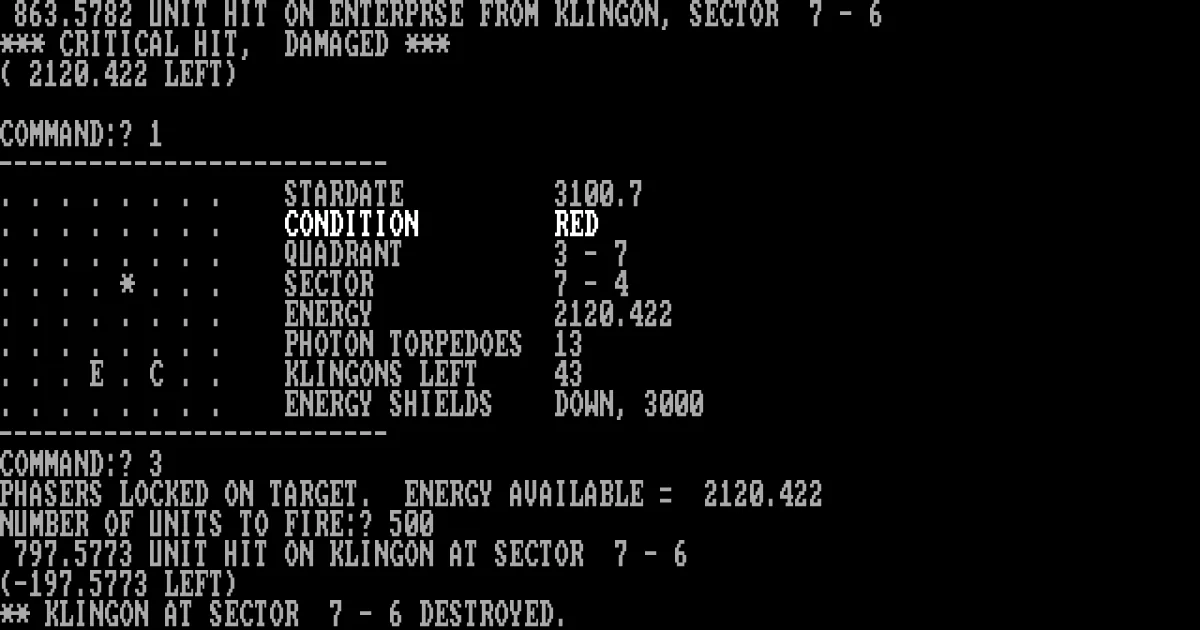 Super Star Trek | DOS games in browser