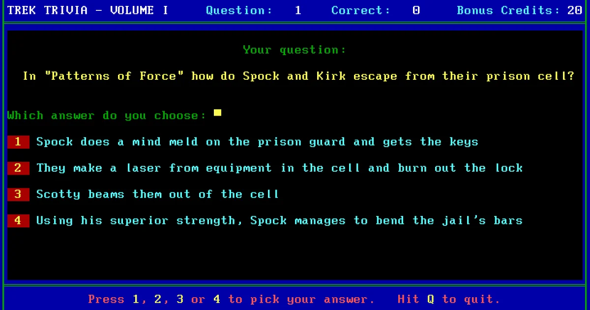 Trek Trivia | DOS games in browser