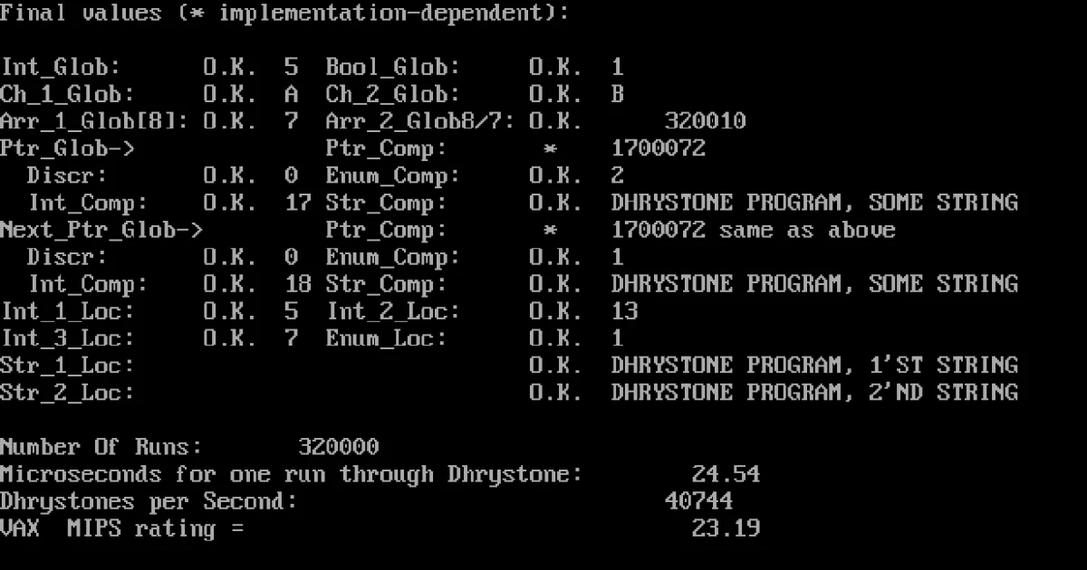 Dhrystone 2 Test | DOS games in browser
