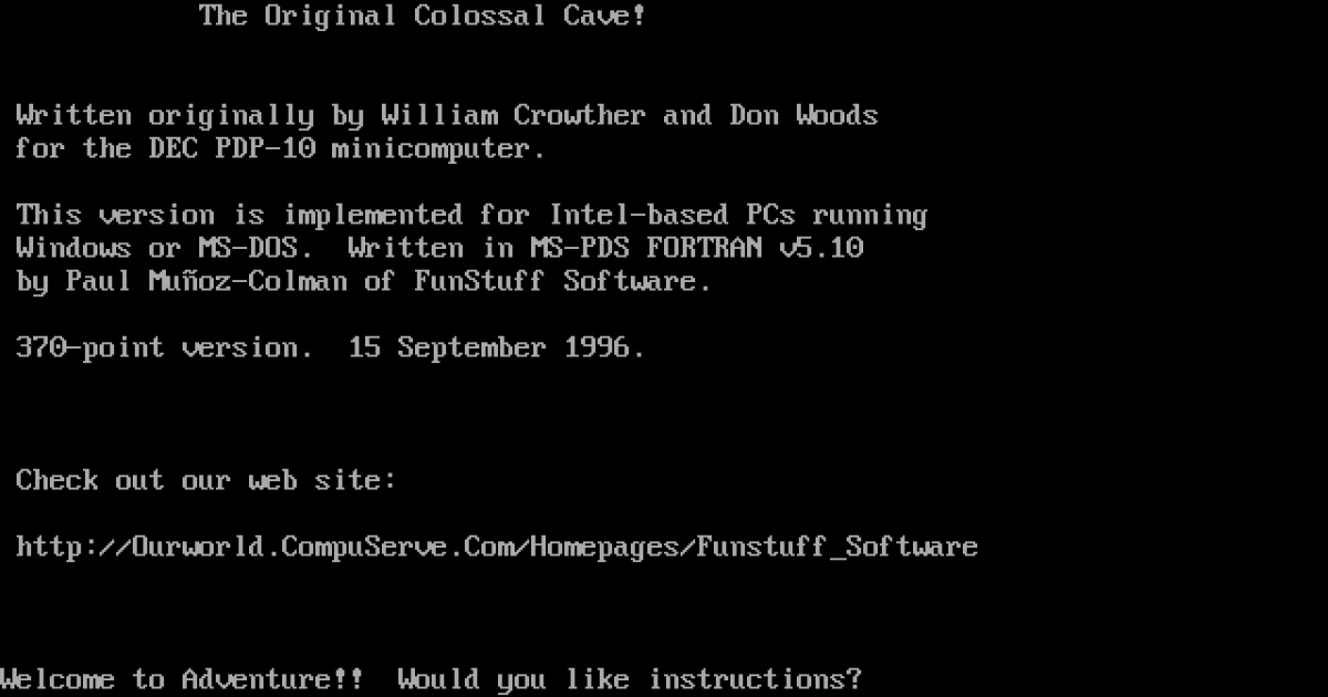 Classic Adventure: The Original Colossal Cave! | DOS games in browser
